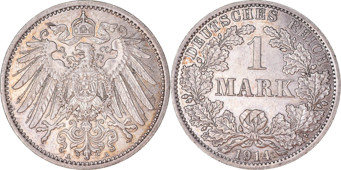 GERMANY - EMPIRE Mark 1914 A Münze, Wilhelm II, Berlin, VZ, Silber, KM ...