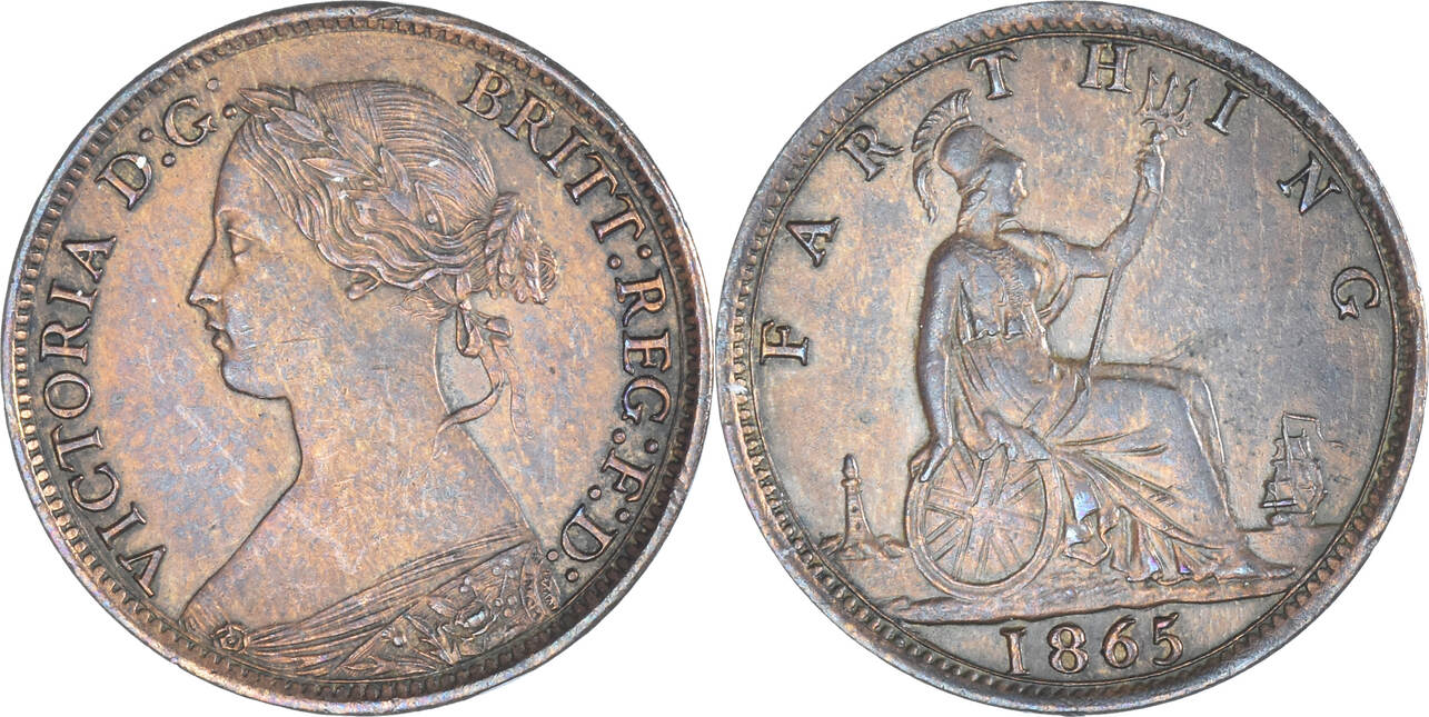 Großbritannien Farthing 1865 Heaton Münze, Victoria, Heaton, VZ, Bronze ...