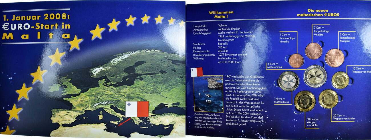 1 Cent to 2 Euro 2008 Euro start in Malta, euro set, STGL | MA-Shops