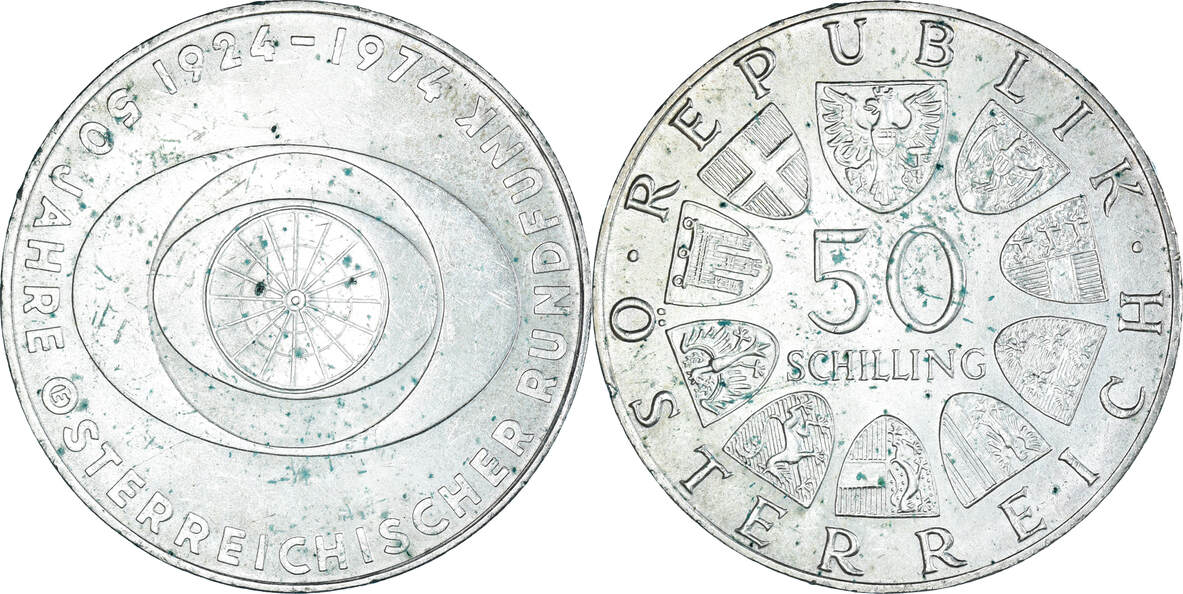 Österreich 50 Schilling 1974 Vienna Münze, Austrian Broadcasting ...