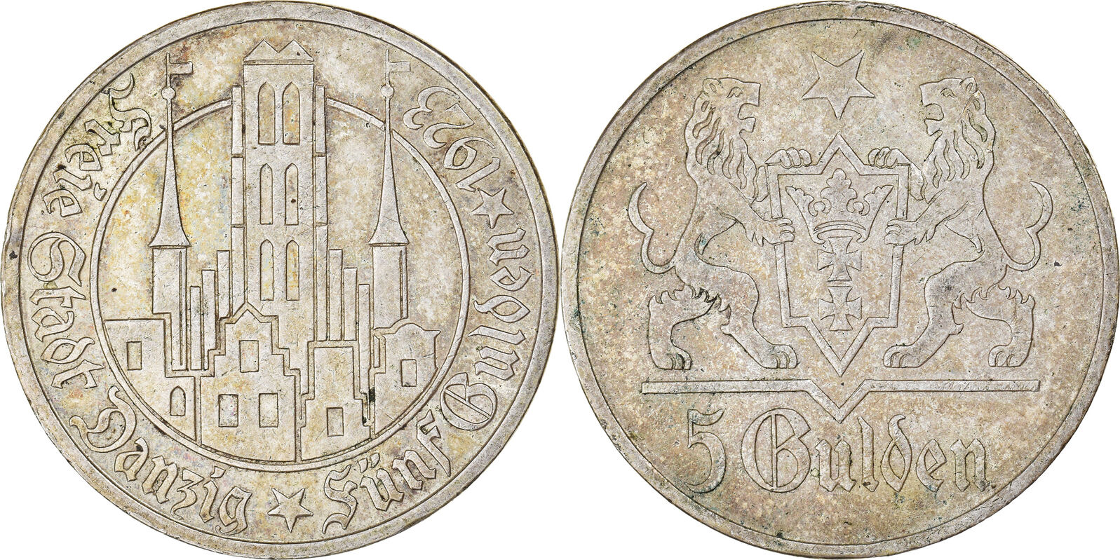 DANZIG 5 Gulden 1923 DANZIG Münze, SS+, Silber, KM:147 | MA-Shops