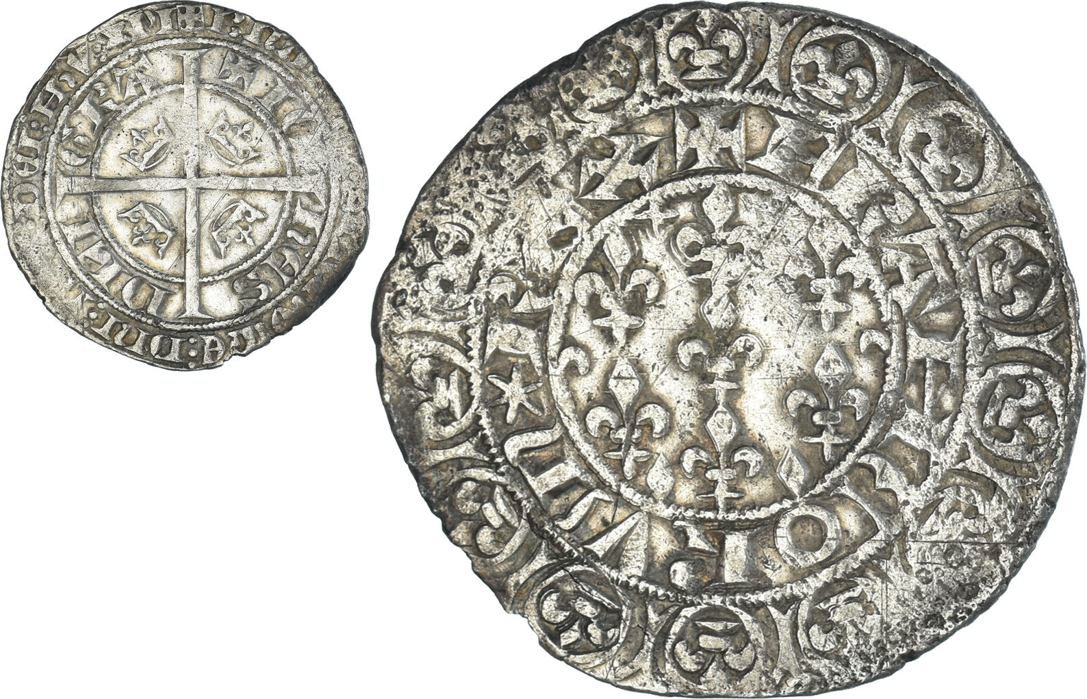 Frankreich Gros Blanc aux fleurs de lis 1360-1364 Münze, Jean II le Bon ...