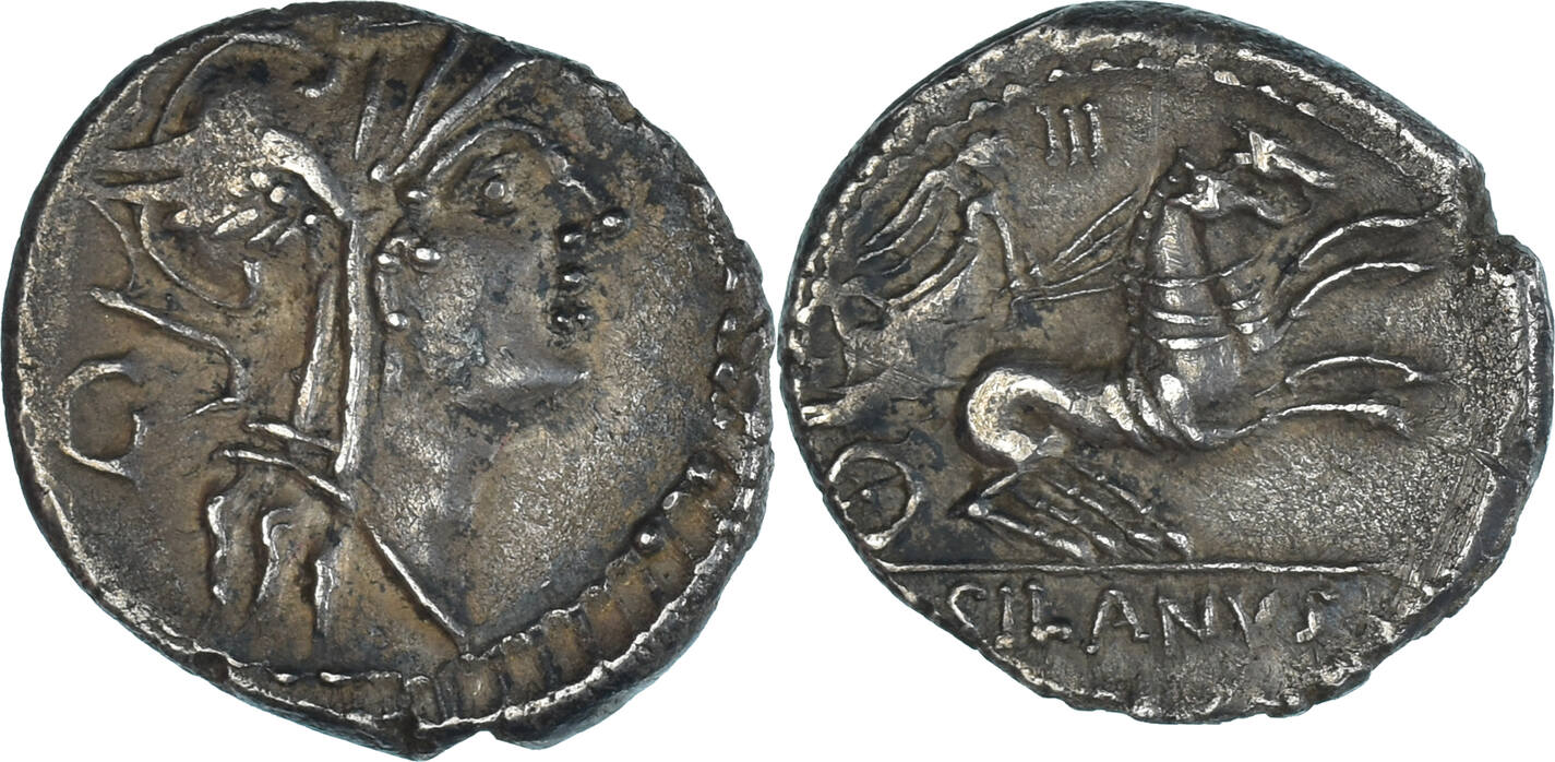 Denarius 91 BC Rome Münze, D. Iunius Silanus, Rome, SS+, Silber ...