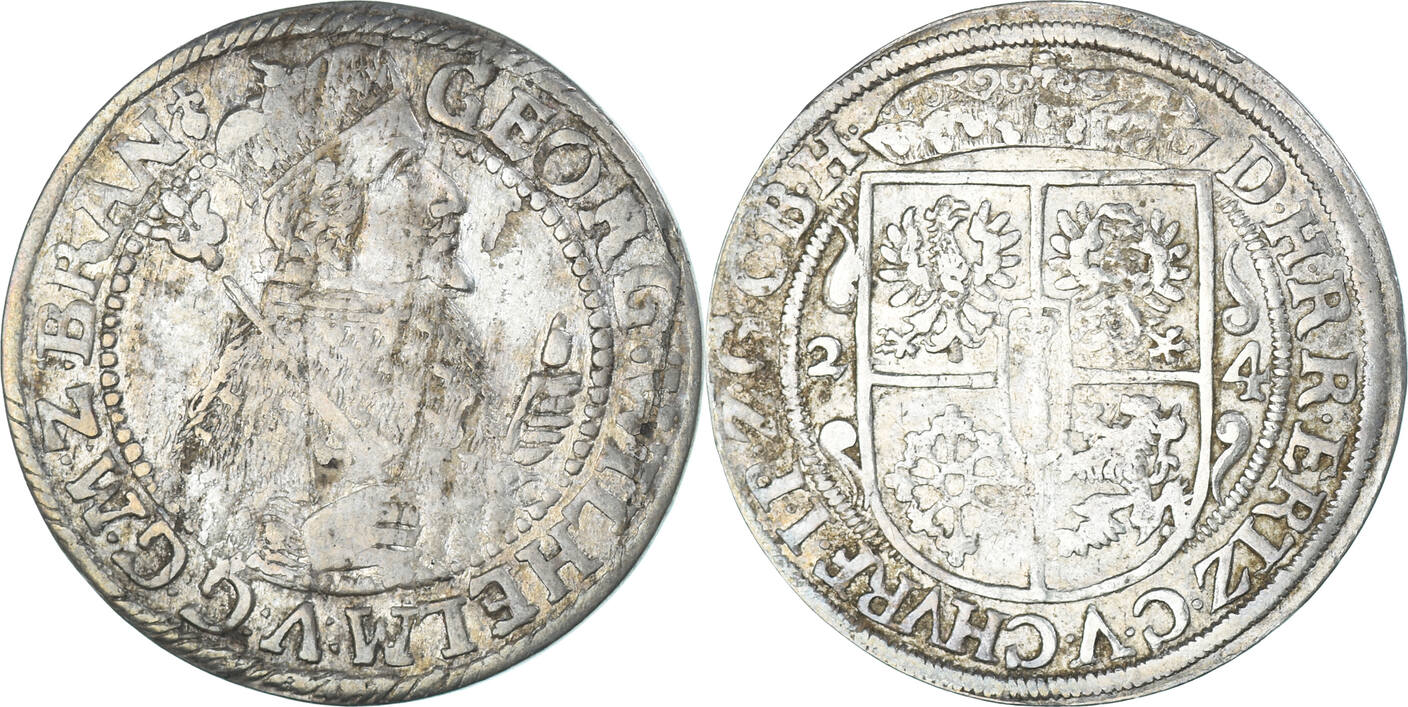 Deutsch Staaten 1/4 Thaler 1624 Königsberg Münze, BRANDENBURG, Georg ...