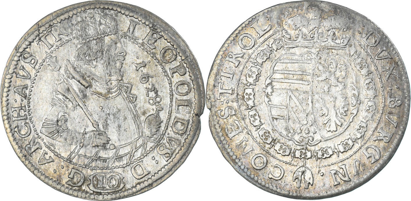 Österreich 10 Kreuzer 1628 Hall Münze, Tirol, Leopold V, Hall, SS+ ...