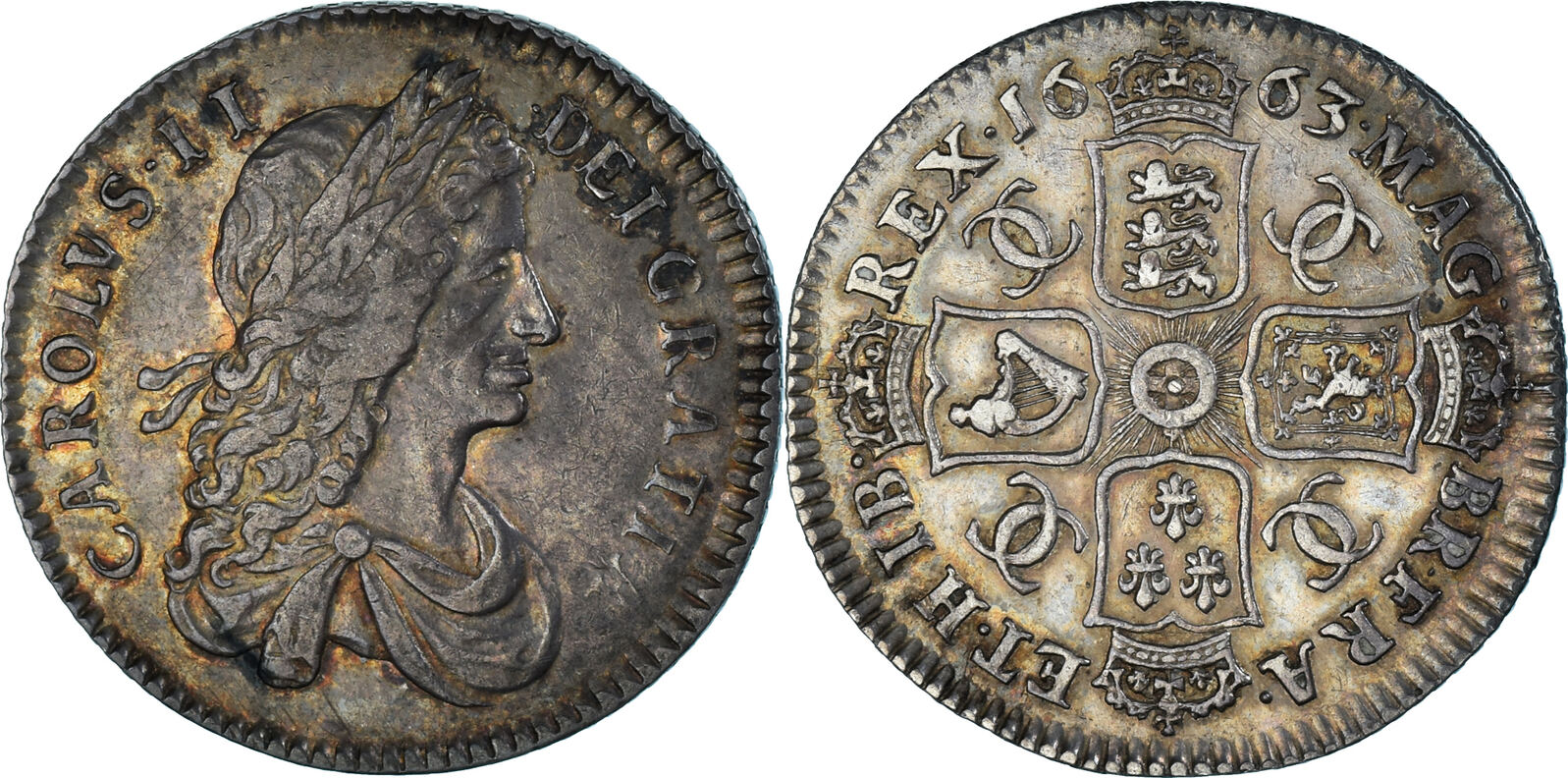 Großbritannien Shilling 1663 Münze, Charles II, SS, Silber, Spink:3372 ...