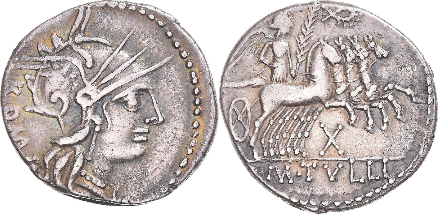 Denarius 119 BC Rome Münze, Tullia, Rome, SS+, Silber, Crawford:280/1 ...
