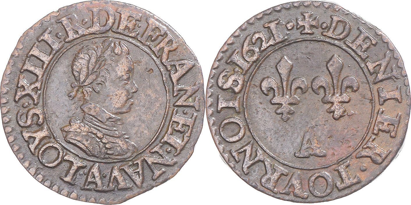 Frankreich Denier Tournois 1621/16 Paris Münze, Louis XIII, Paris, SS+ ...