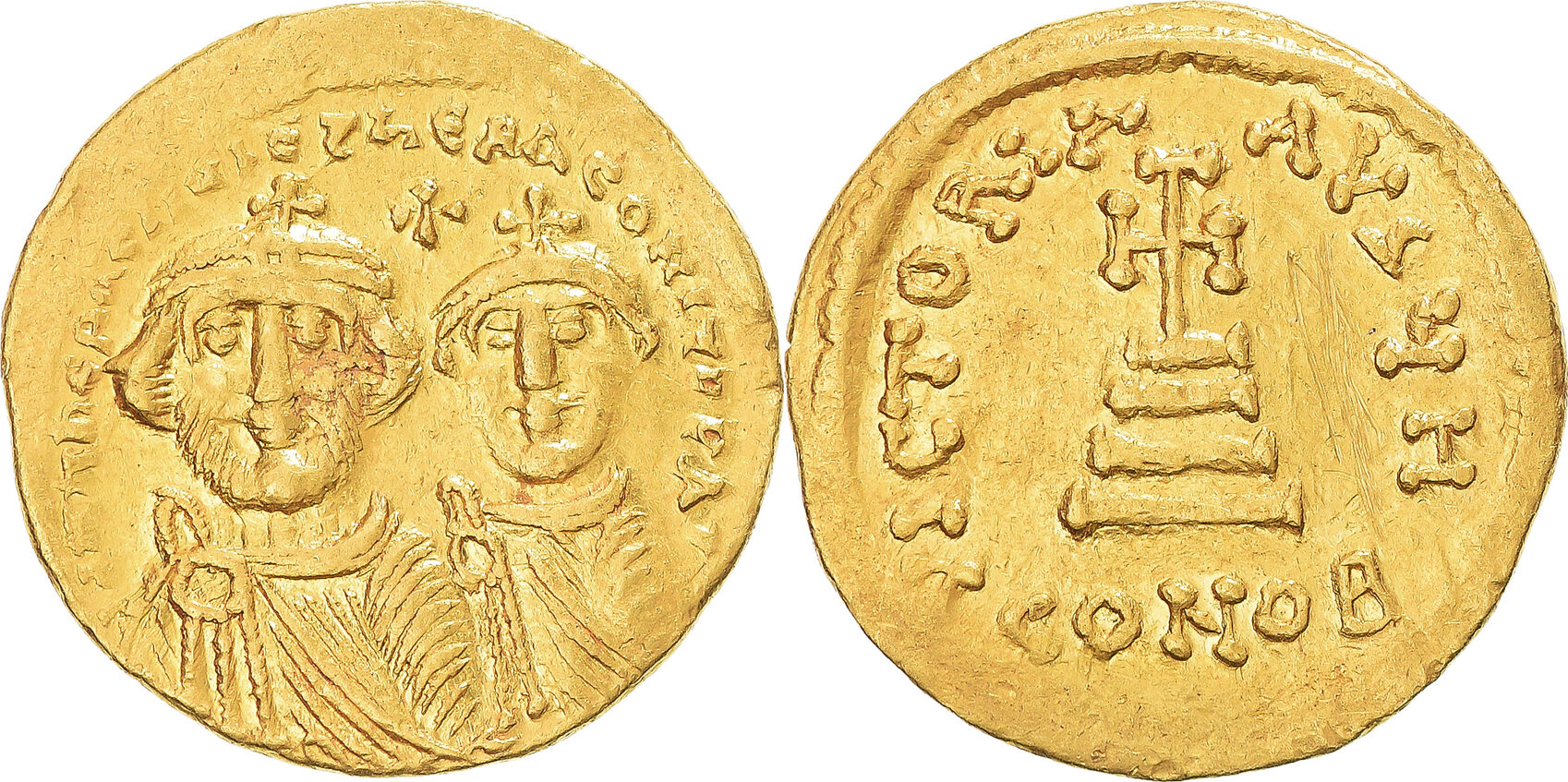 Solidus 613-641 Constantinople Heraclius, with Heraclius Constantine ...