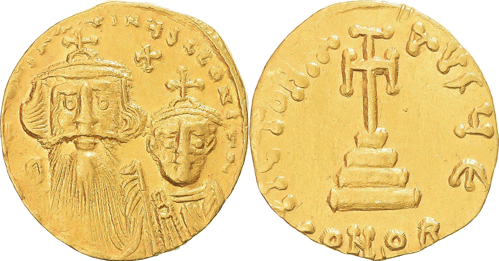 Solidus 654-659 Constantinople Münze, Constans II and Constantine IV ...