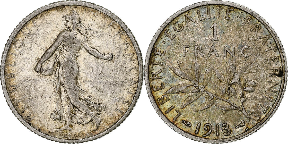 Frankreich Franc 1913 Paris Semeuse, Paris, VZ, Silber, KM:844.1, Gadoury:467 | MA-Shops