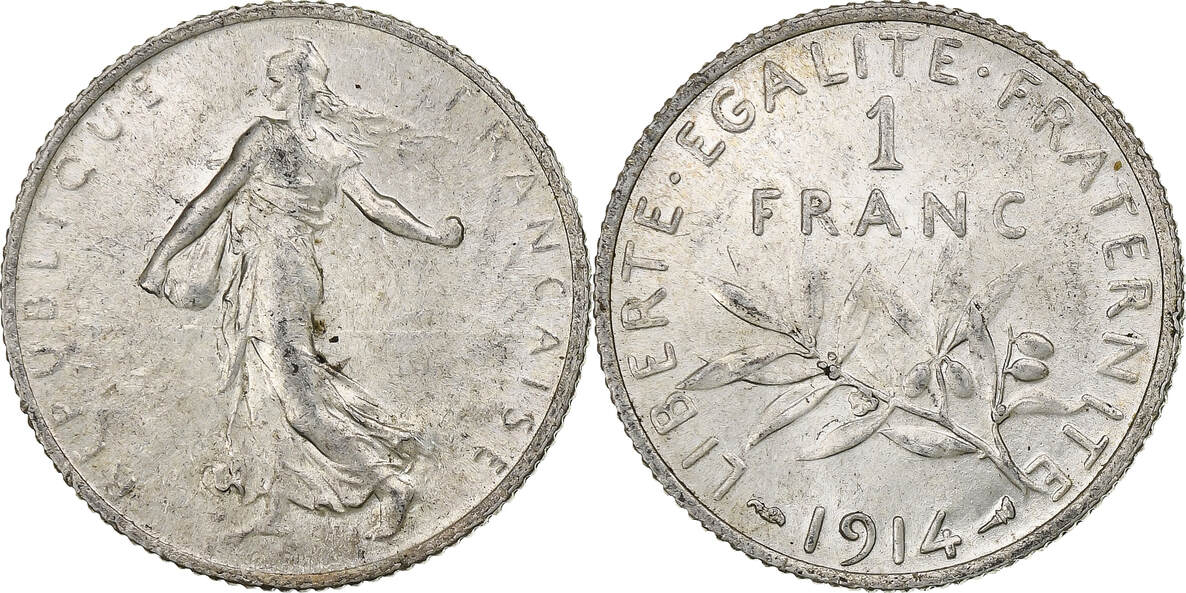 Frankreich Franc 1914 Paris Semeuse, Paris, UNZ, Silber, KM:844.1, Gadoury:467 | MA-Shops