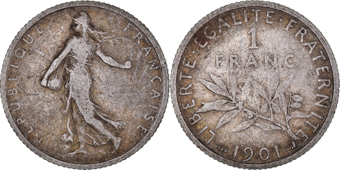 Frankreich Franc 1901 Paris Münze, Semeuse, S, Silber, KM:844.1, Gadoury:467 | MA-Shops