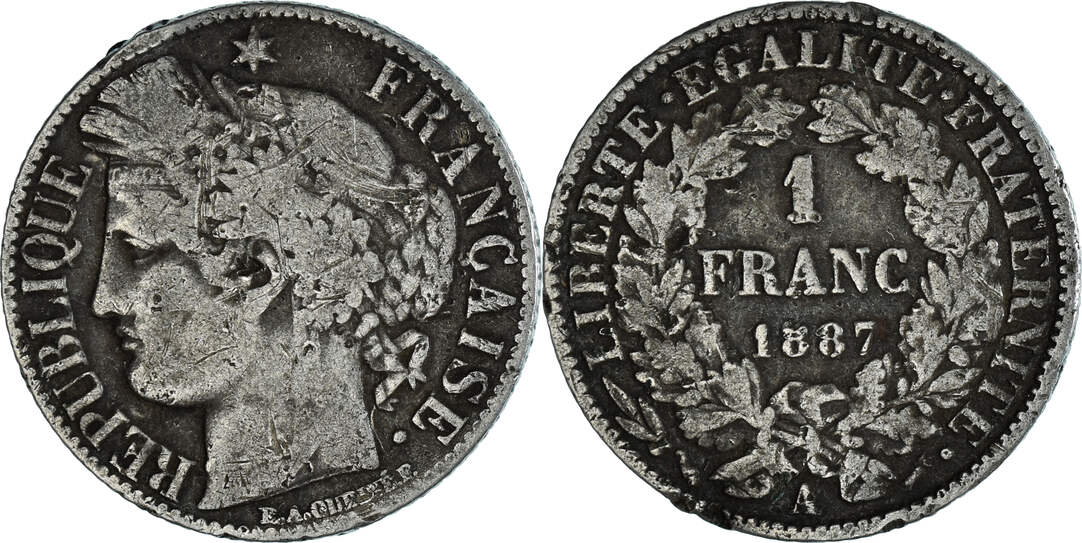 Frankreich Franc 1887 A Münze, Cérès, Paris, S+, Silber, KM:822.1 | MA-Shops