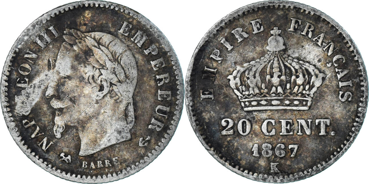 Frankreich 20 Centimes 1867 K Münze, Napoleon III, Napoléon III, Bordeaux S+ | MA-Shops