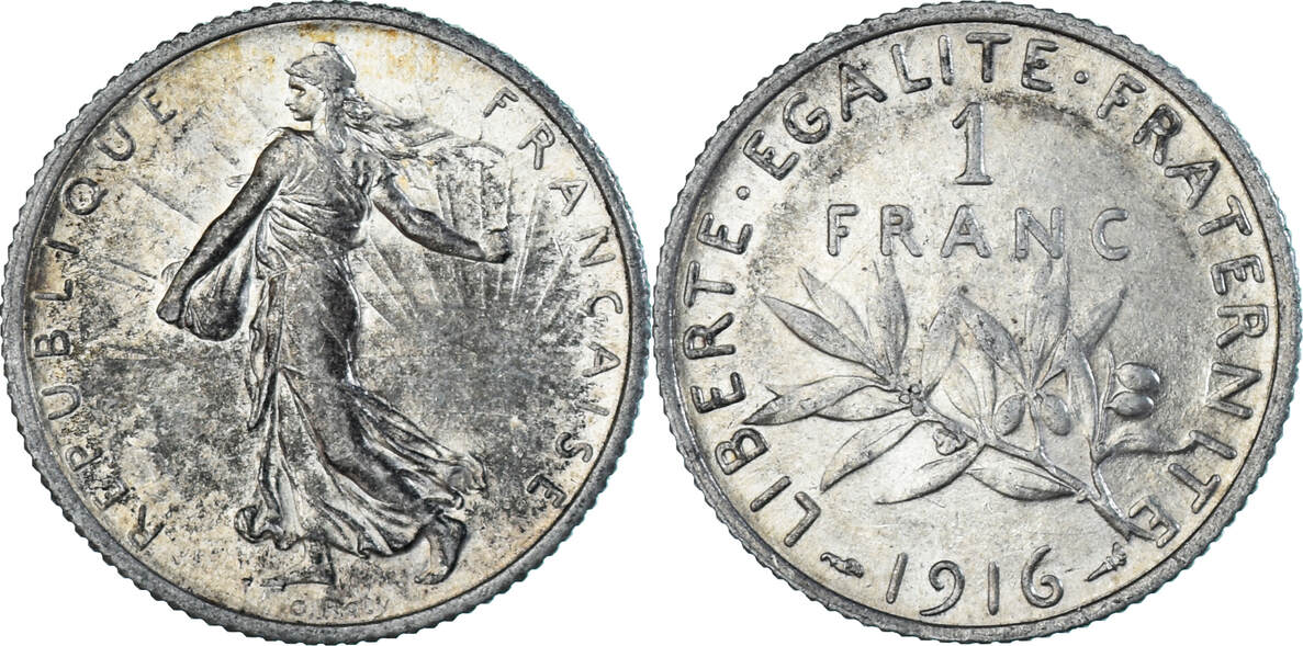 Frankreich Franc 1916 Paris Münze, Semeuse, Paris, UNZ, Silber, KM:844.1 | MA-Shops