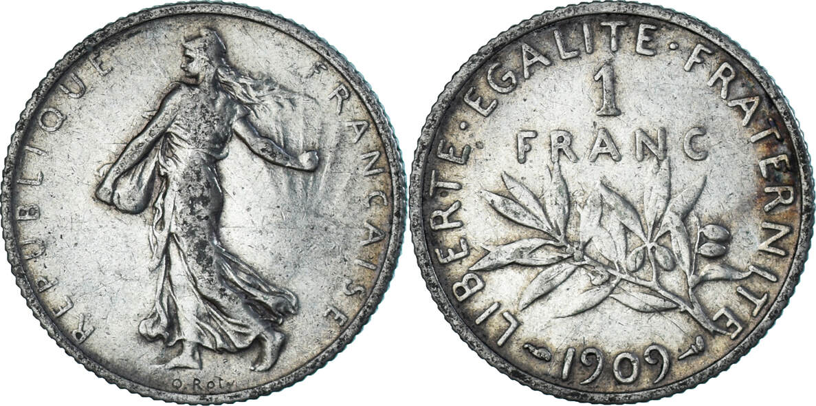 Frankreich Franc 1909 Paris Münze, Semeuse, Paris, SS+, Silber, KM:844.1 | MA-Shops