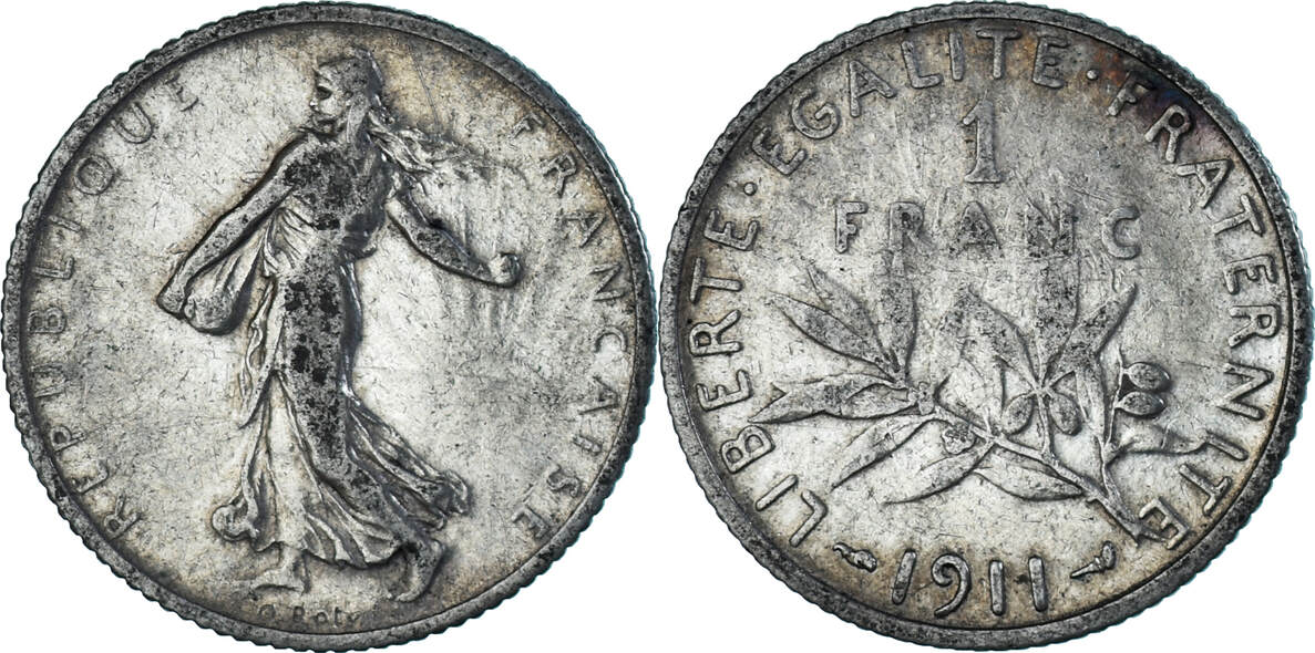Frankreich Franc 1911 Paris Münze, Semeuse, Paris, SS, Silber, KM:844.1 | MA-Shops