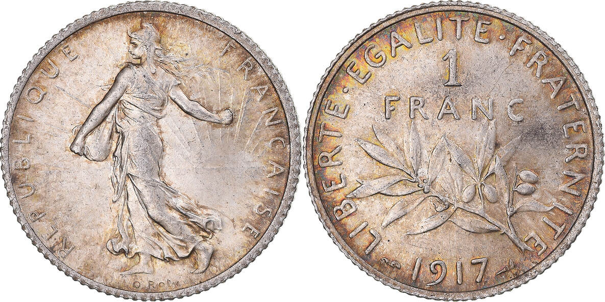 Frankreich Franc 1917 Paris Münze, Semeuse, Paris, VZ+, Silber, KM:844.1 | MA-Shops