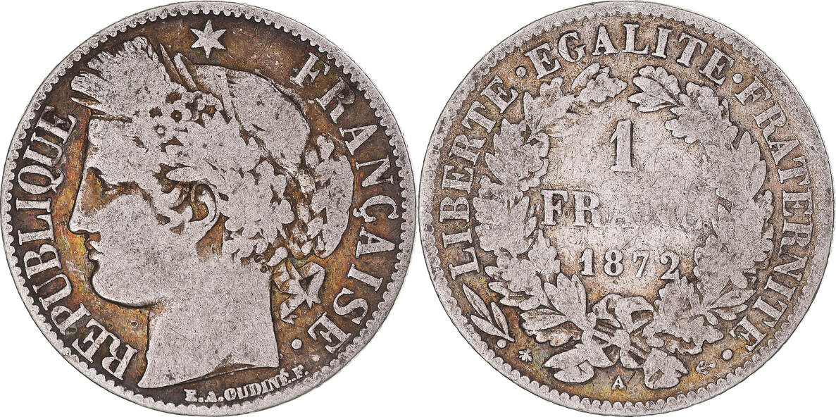 Frankreich Franc 1872 A Münze, Cérès, Paris, S+, Silber, KM:822.1 | MA ...