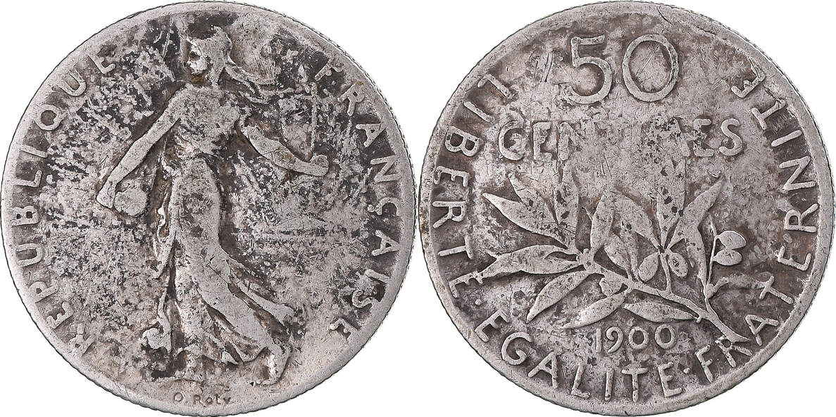 Frankreich 50 Centimes 1900 Paris Münze, Semeuse, Paris, SS+, Silber, KM:854 | MA-Shops