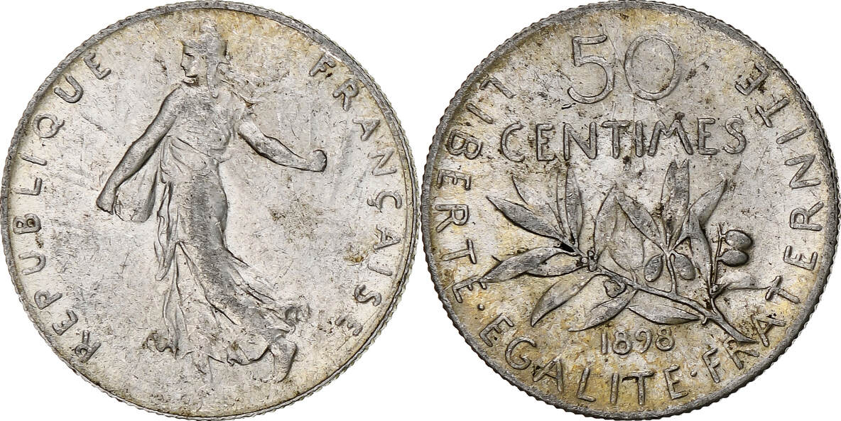 Frankreich 50 Centimes 1898 Paris Semeuse, Paris, Silber, SS+, Gadoury:420, KM:854 | MA-Shops