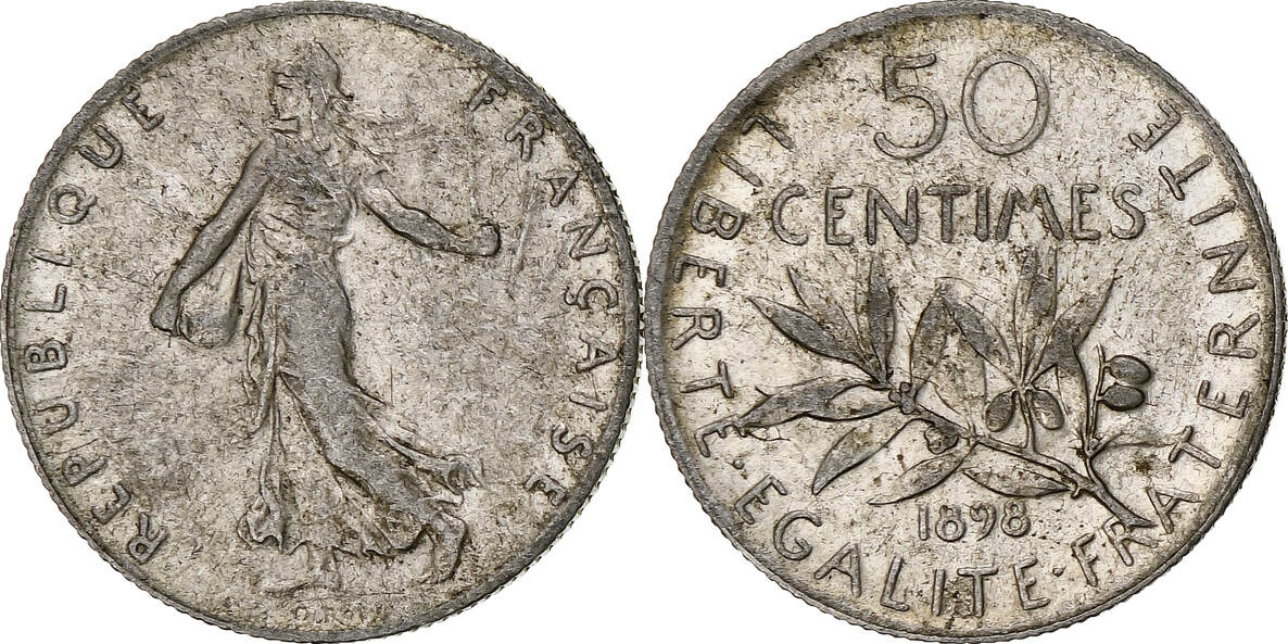 Frankreich 50 Centimes 1898 Paris Semeuse, Paris, Silber, SS+, Gadoury:420, KM:854 | MA-Shops