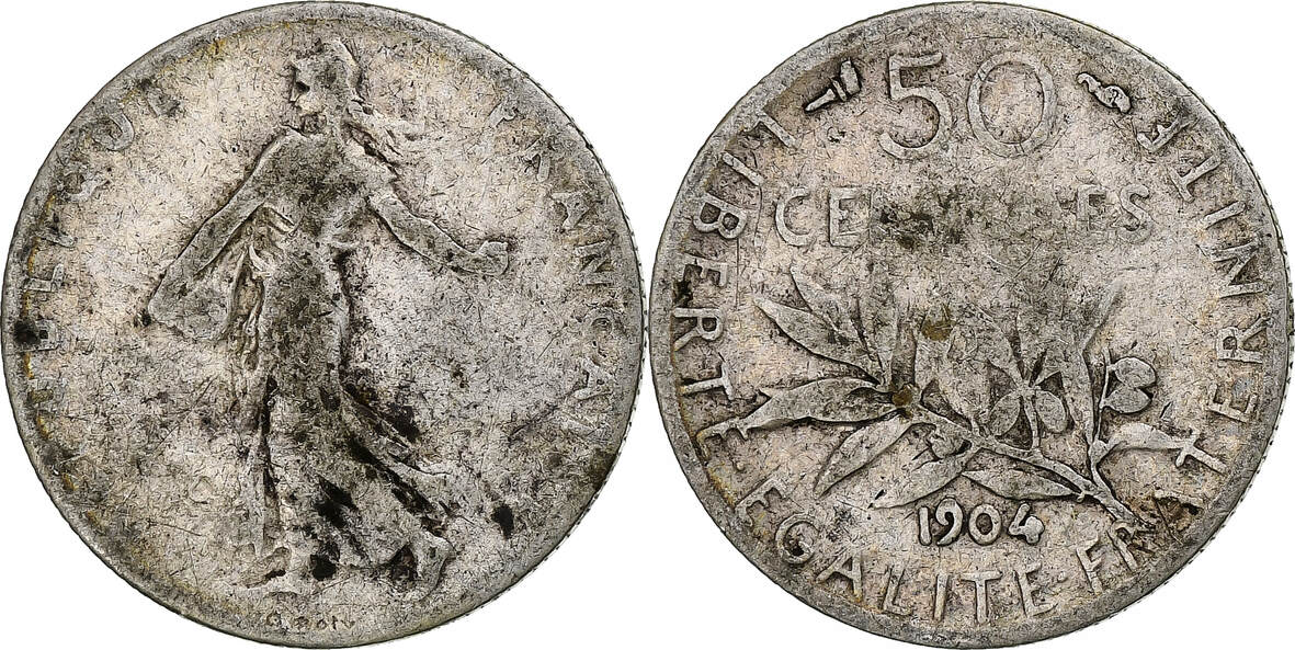 Frankreich 50 Centimes 1904 Paris Semeuse, Paris, Silber, S, Gadoury:420, KM:854 | MA-Shops