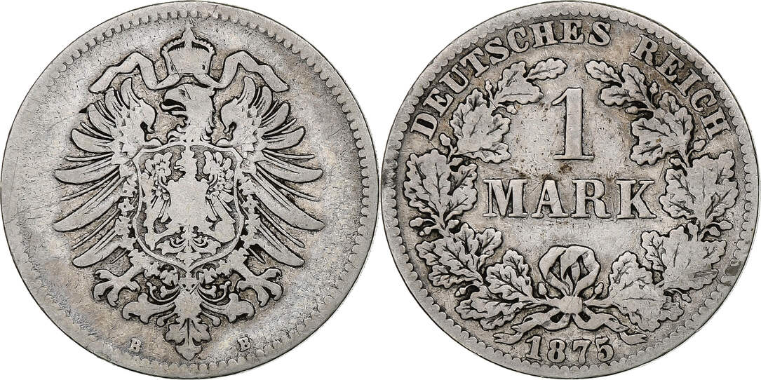 GERMANY - EMPIRE Mark 1875 B Münze, Wilhelm I, Hanovre, SGE+, Silber ...