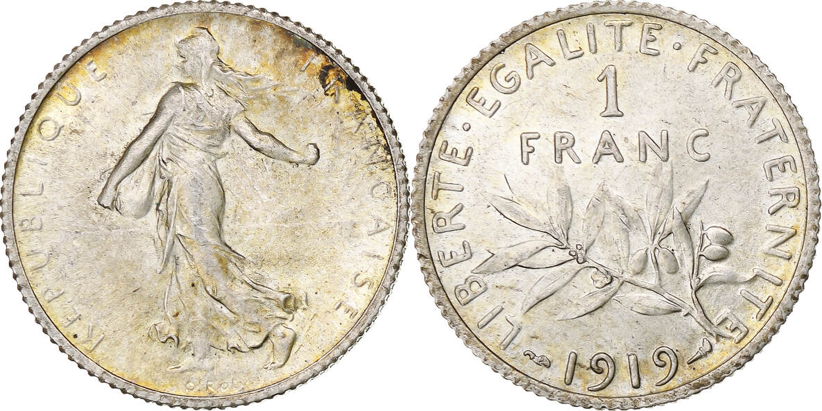 Frankreich Franc 1919 Paris Münze, Semeuse, Paris, VZ+, Silber, KM:844.1 | MA-Shops