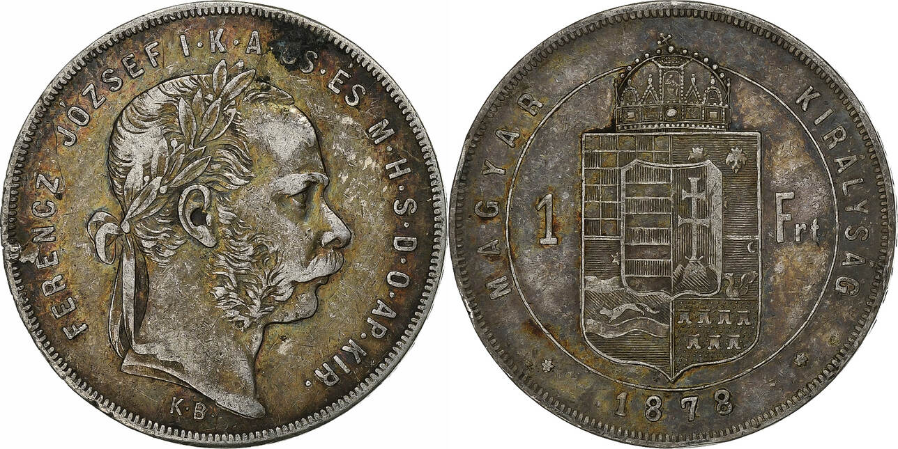 Ungarn Forint 1878 KB Franz Joseph I, Kremnica, Silber, VZ, KM:453.1 | MA-Shops