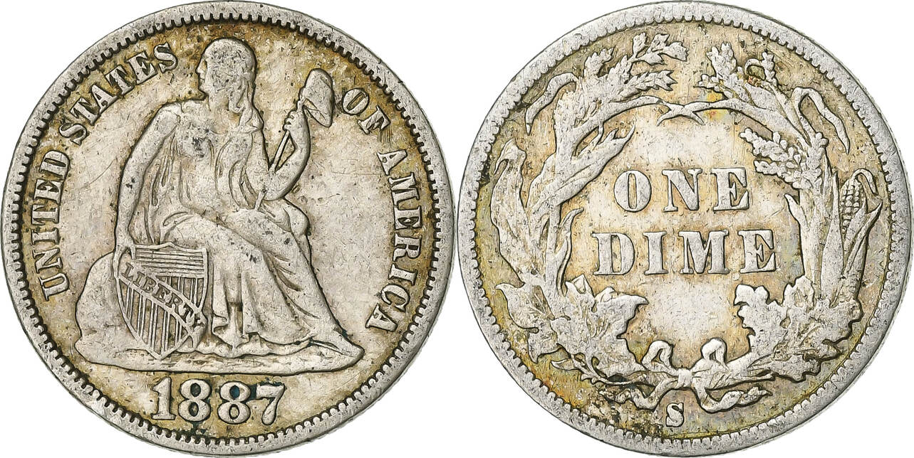 Vereinigte Staaten 1887 S Seated Liberty Dime, San Francisco, EF, KM ...