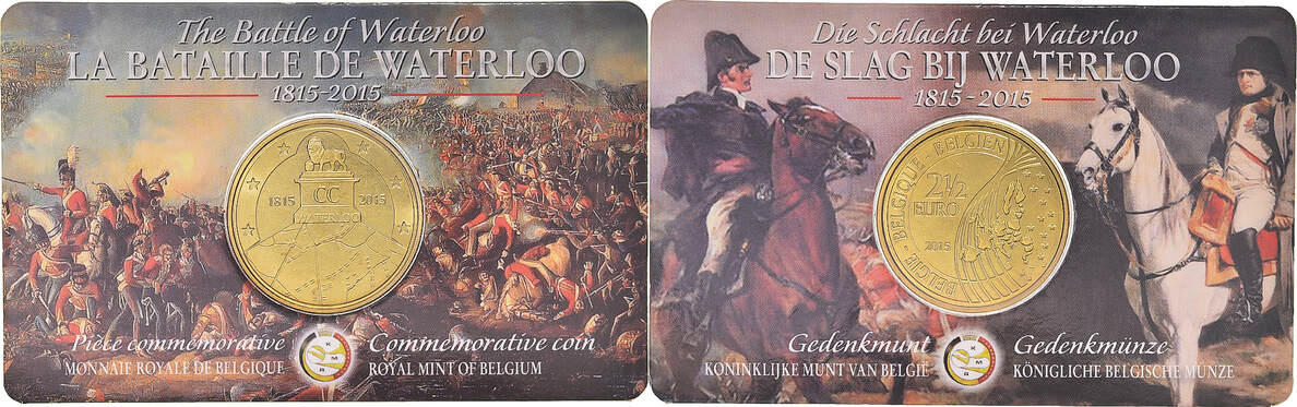 Belgien 2-1/2 Euro 2015 Coin Card. Bataille de Waterloo. BU, STGL ...