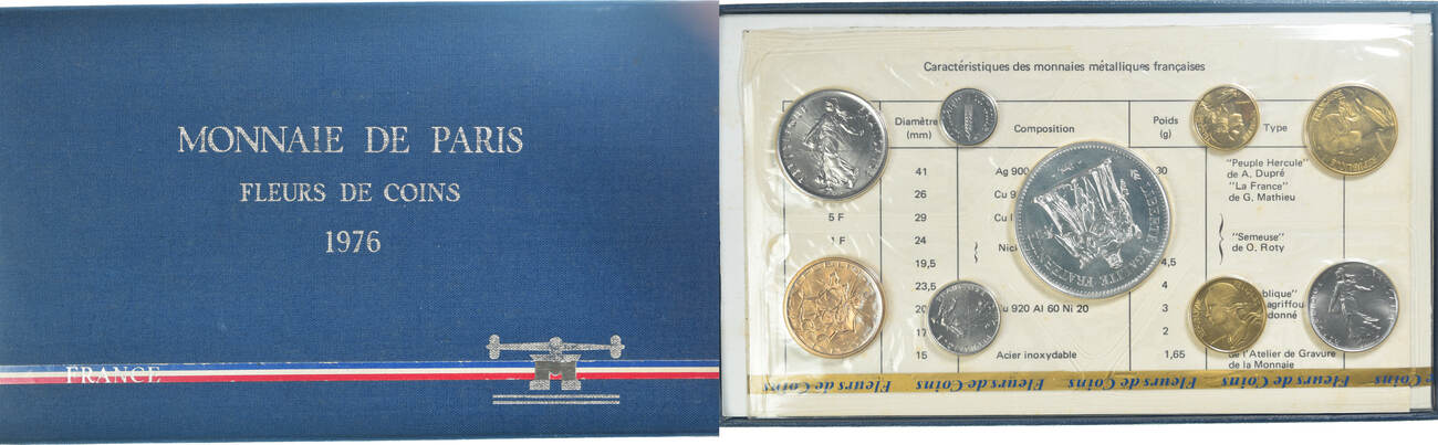 Frankreich Set francs. 1976 Paris Münze, Paris, FDC, STGL, Gadoury:page ...