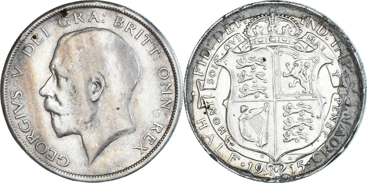 Großbritannien 1/2 Crown 1915 Münze, George V, SS, Silber, KM:818.1 ...