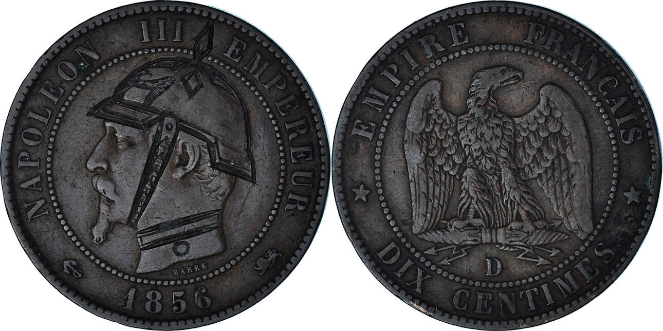 Frankreich 10 Centimes 1856 ( 1871 ) Rouen Münze, Napoleon III, Rouen, Satirique SS | MA-Shops