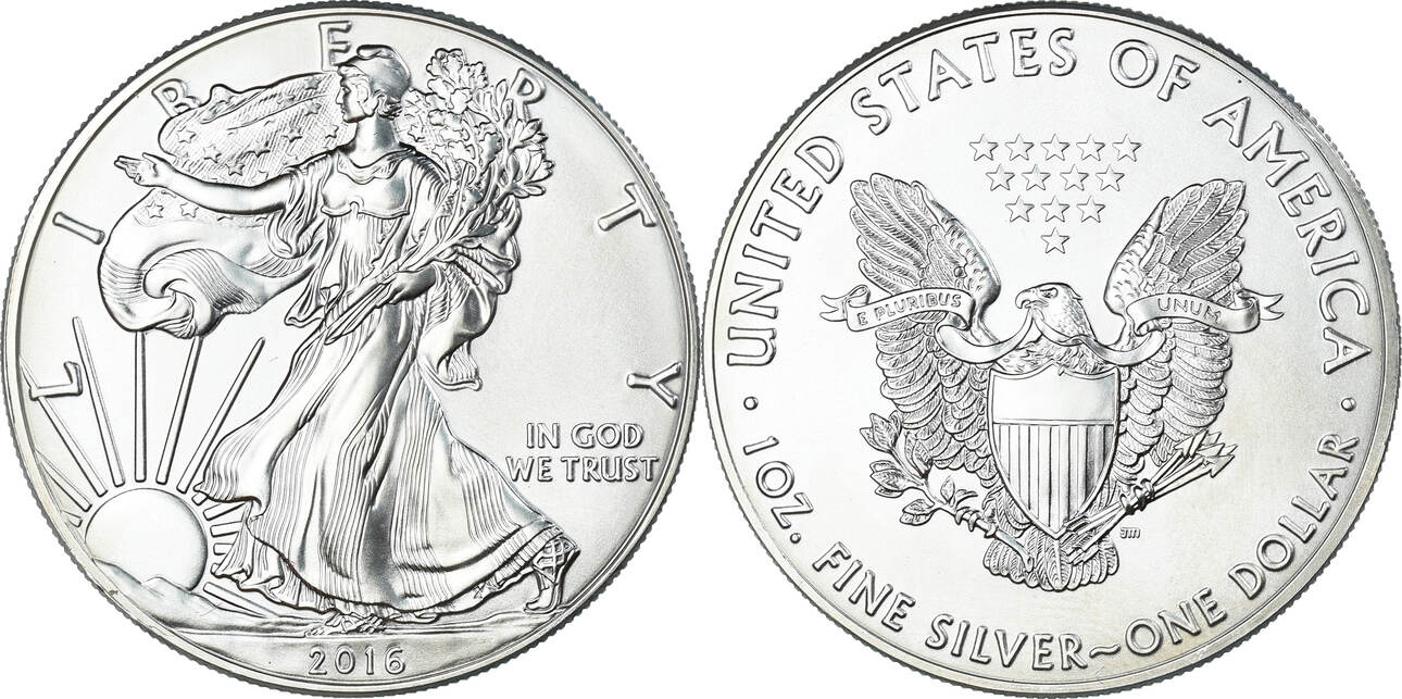 Vereinigte Staaten Dollar 2016 Münze, American Silver Eagle, UNZ ...
