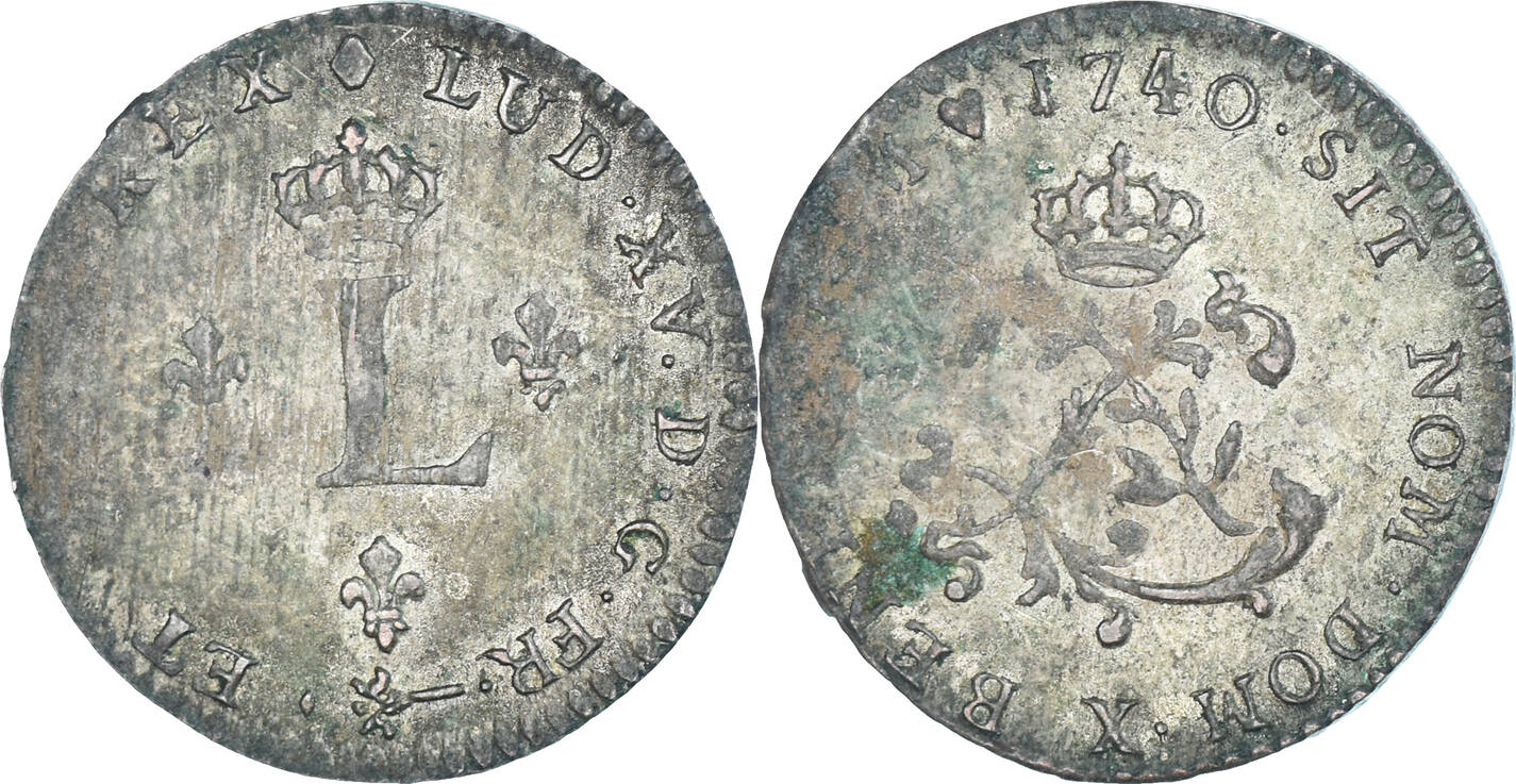 Frankreich Double Sol 1740 Amiens Münze, Louis XV, Amiens, VZ, Billon ...