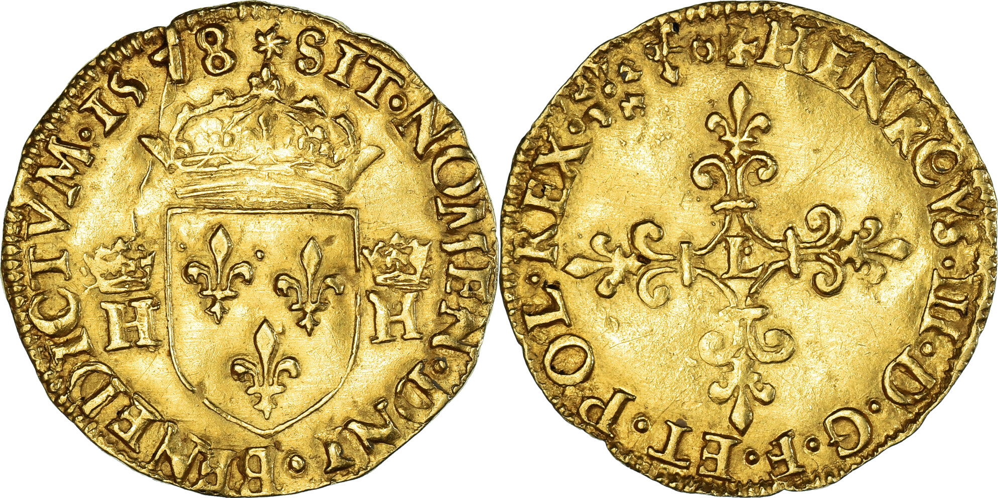 Frankreich Écu d'or au soleil 1578 Bayonne Münze, Henri III, Bayonne ...