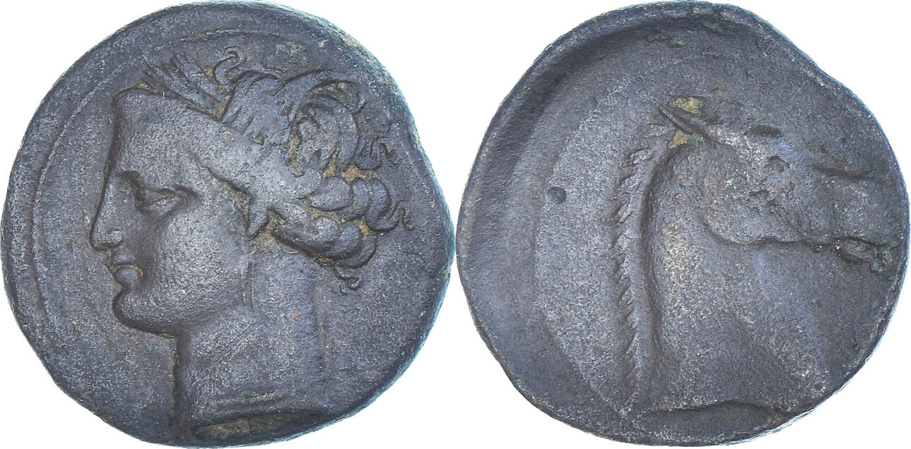 Æ Unit 300-264 BC Carthage Münze, Zeugitana, Carthage, SS, Bronze, SNG ...