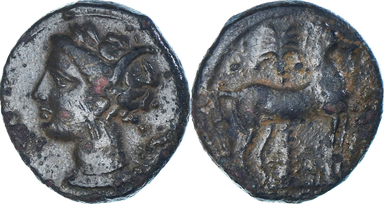 Æ Unit 300-264 BC Carthage Münze, Zeugitana, Carthage, SS+, Bronze, SNG ...