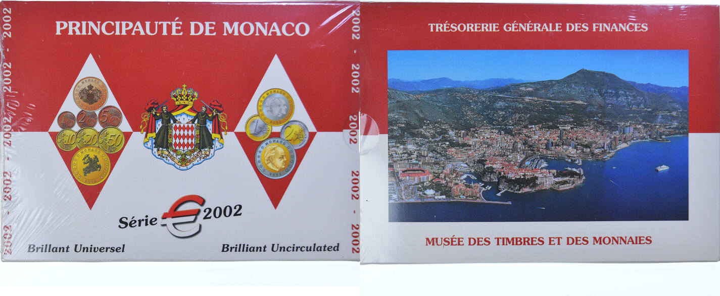 Monaco Set 1 cts. - 2 Euro 2002 Rainier III, BU, STGL | MA-Shops