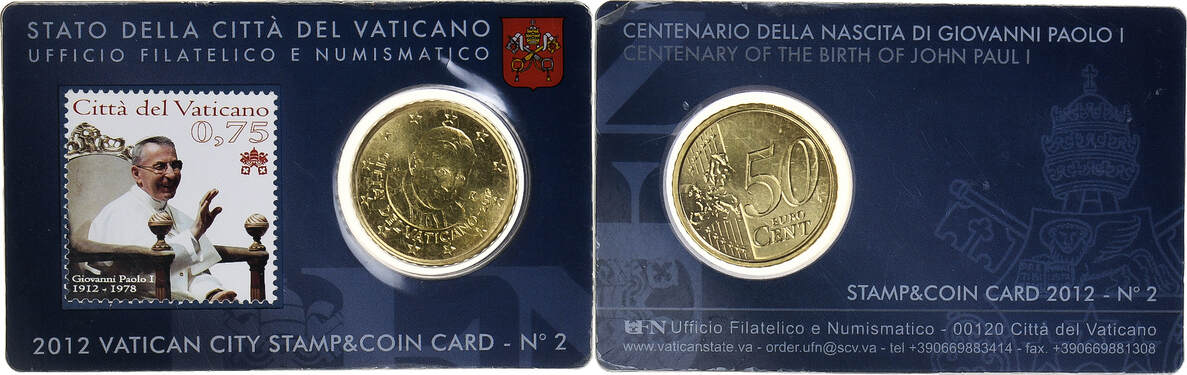 Vatikan 50 Euro Cent 2012 Rome Pape Benoit XVI, Rome, Coin card.FDC ...