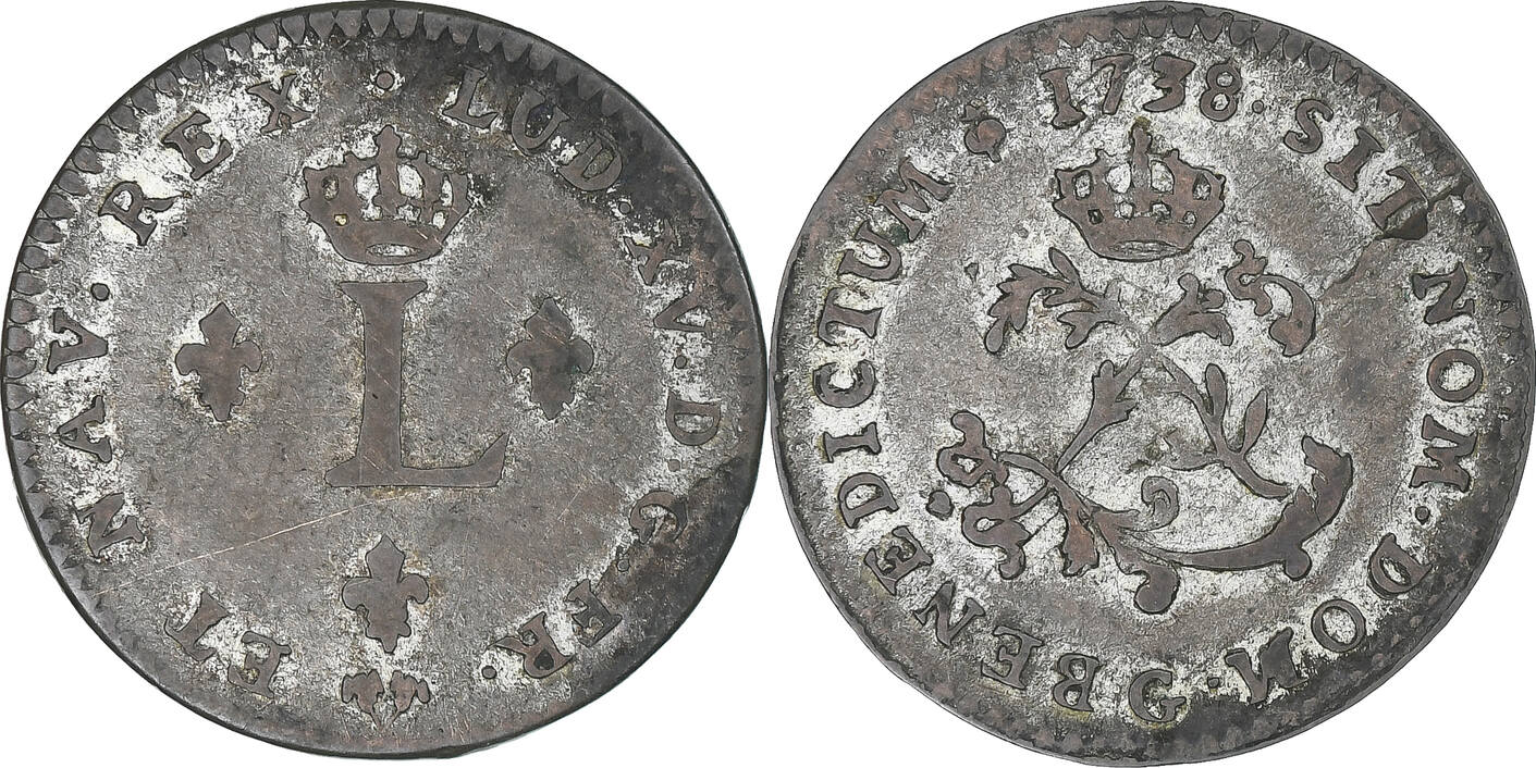 Frankreich Double Sol 1738 Poitiers Louis XV, Poitiers, Billon, S+ ...