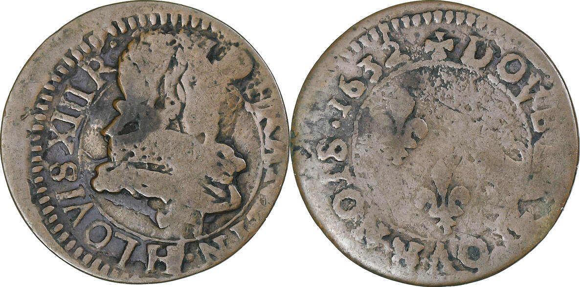 Frankreich Double Tournois 1632 La Rochelle Louis XIII, La Rochelle ...