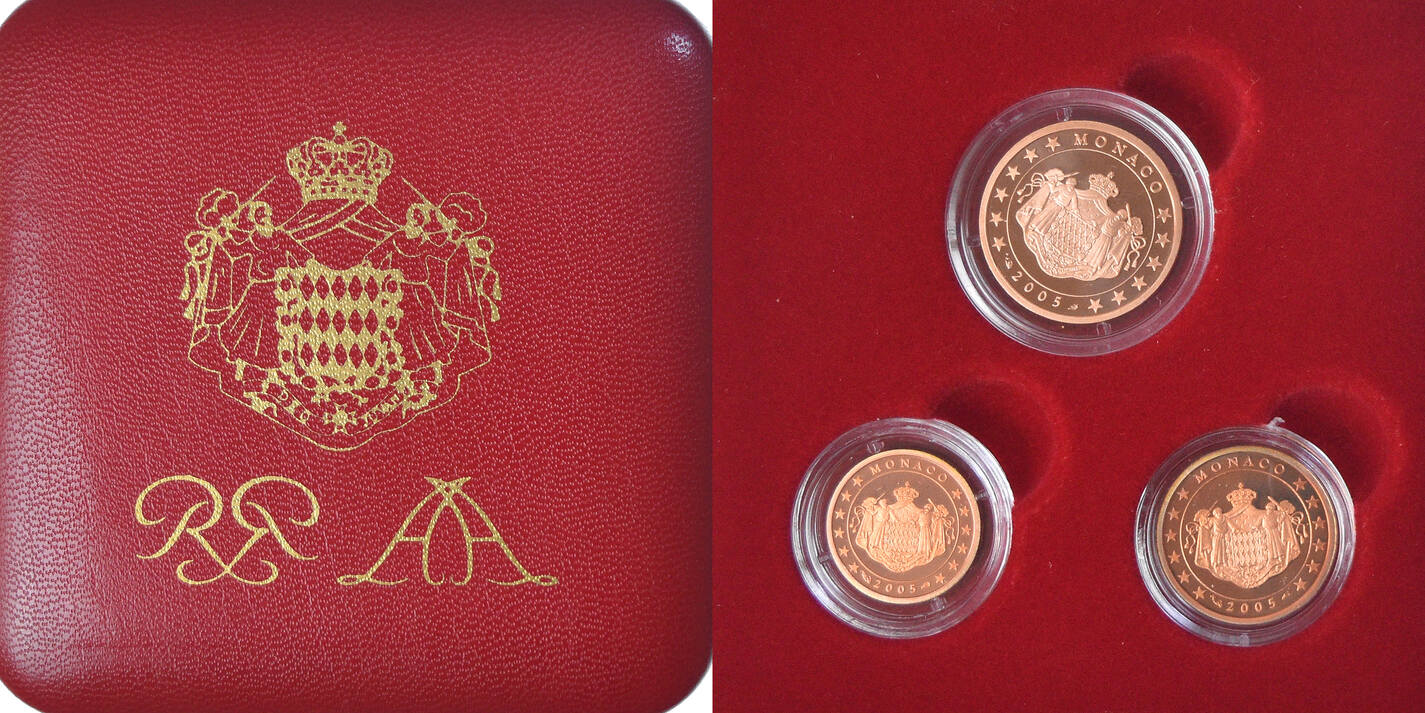 Monaco Set 2005 1 + 2 + 5 CENTIMES BE, STGL | MA-Shops