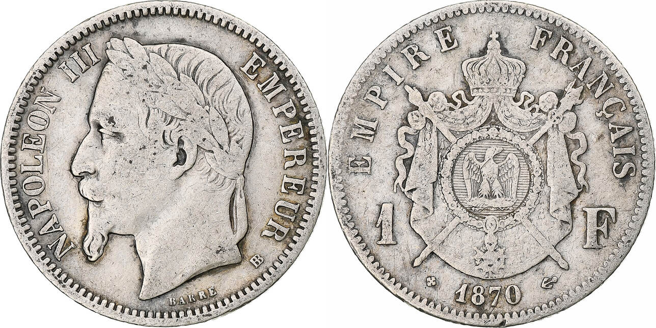 Frankreich Franc 1870 Strasbourg Münze, Napoleon III, Strasbourg, S, Silber, KM:806.2 | MA-Shops