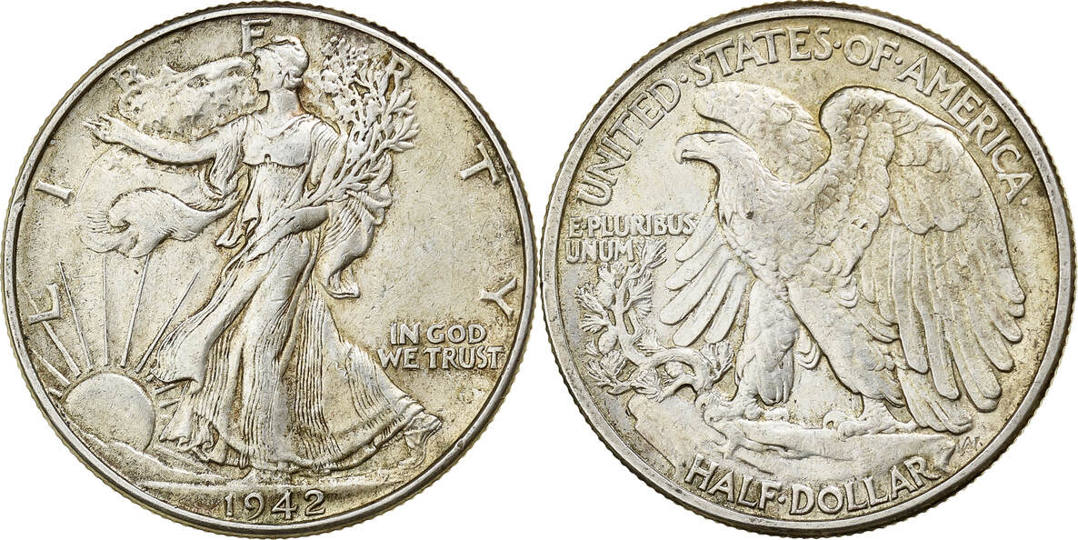 Vereinigte Staaten Half Dollar 1942 Philadelphia Walking Liberty ...