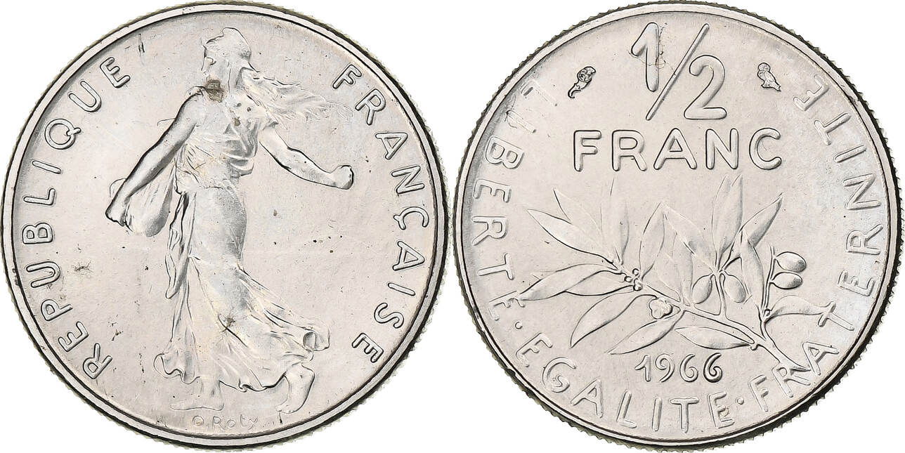 Frankreich 1/2 Franc 1966 Paris Semeuse, Paris, Nickel, STGL, Gadoury:429, KM:931.1 | MA-Shops