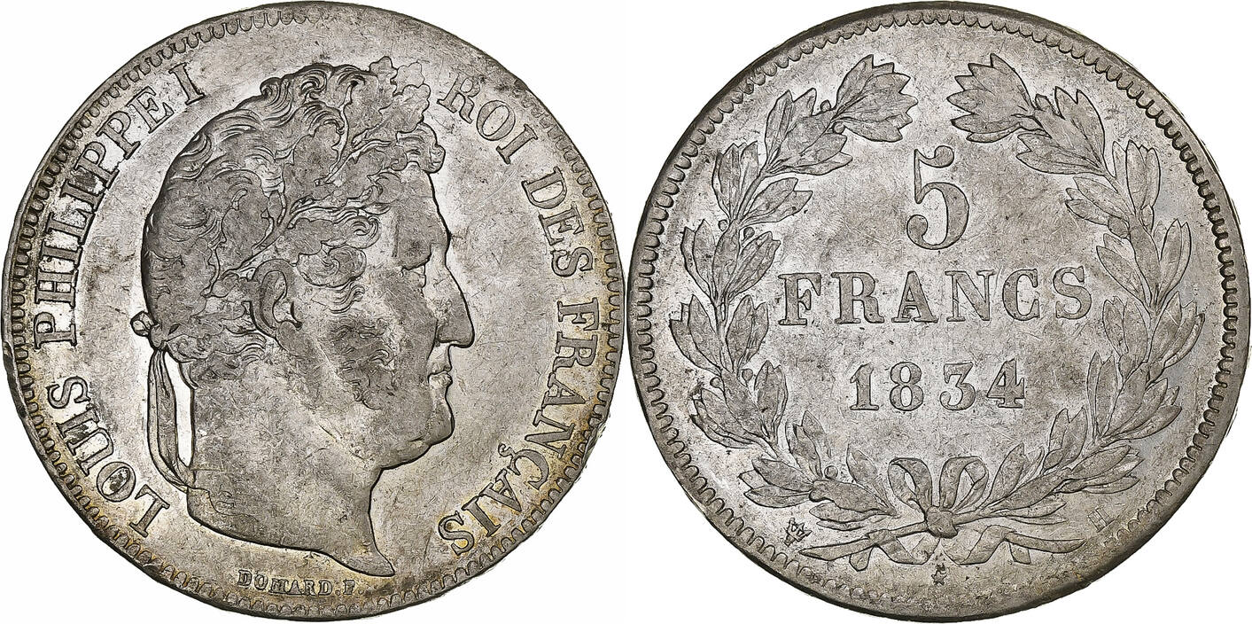 Frankreich 5 Francs 1834 La Rochelle Louis-Philippe, La Rochelle ...